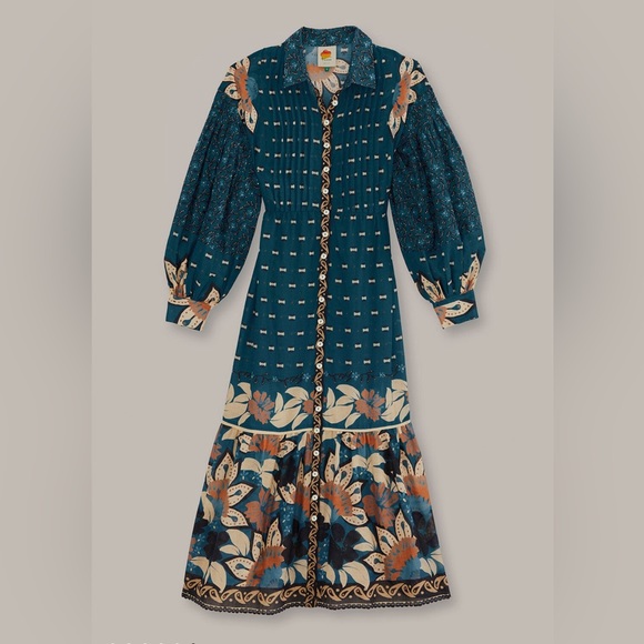 FARM Rio | Dresses | Farm Rio Blue Ainika Chill Maxi Shirtdress | Poshmark